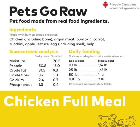 Pets Go Raw Chicken Full Meal - Dog Food, Dog Treats, Raw Food | The ...